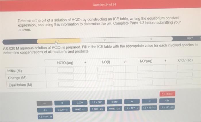 Solved Determine the pH of a solution of HClO; by | Chegg.com