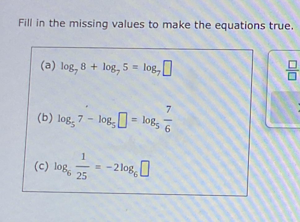 Solved Fill in the missing values to make the equations | Chegg.com