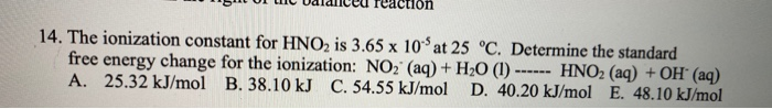 Solved eaction 14. The ionization constant for HNO2 is 3.65 | Chegg.com