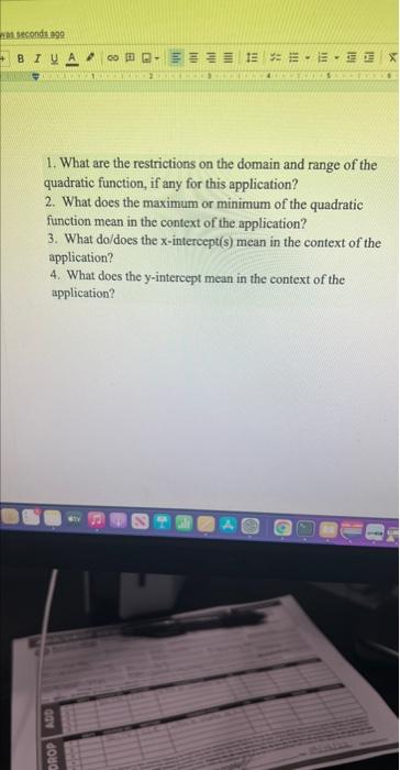 Solved 1. What are the restrictions on the domain and range | Chegg.com