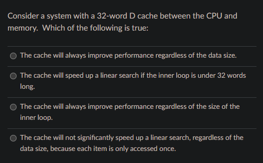 Solved Consider a system with a 32-word D cache between the | Chegg.com
