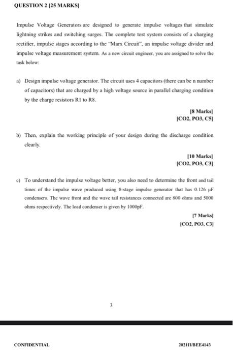 Solved QUESTION 2 25 MARKSI Impulse Voltage Generators are | Chegg.com