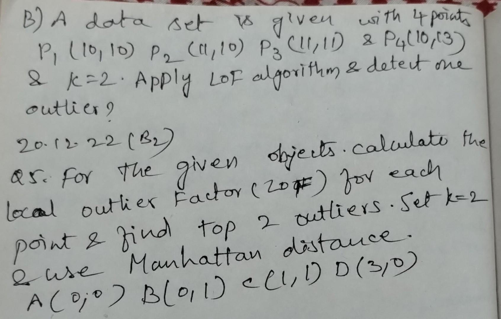 Solved B) A data set is given with 4 points \\( P_{1}(10,10) | Chegg.com