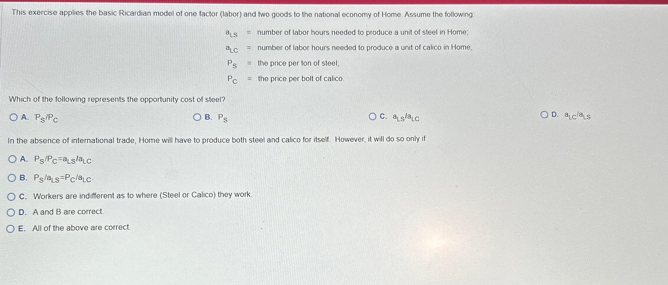 Solved This exercise applies the basic Ricardian model of | Chegg.com