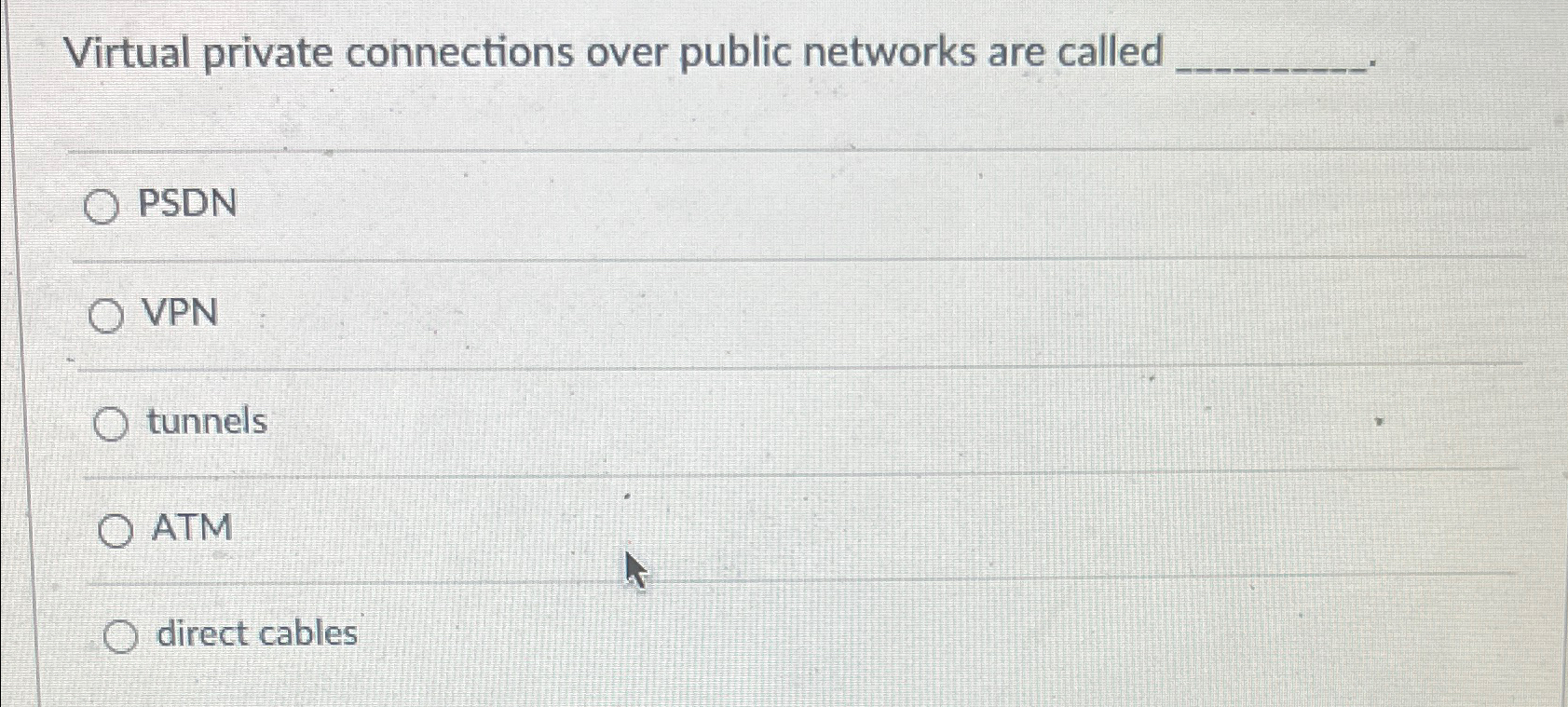Solved Virtual private connections over public networks are | Chegg.com
