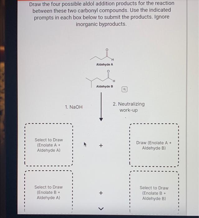 Solved Draw the four possible aldol addition products for | Chegg.com