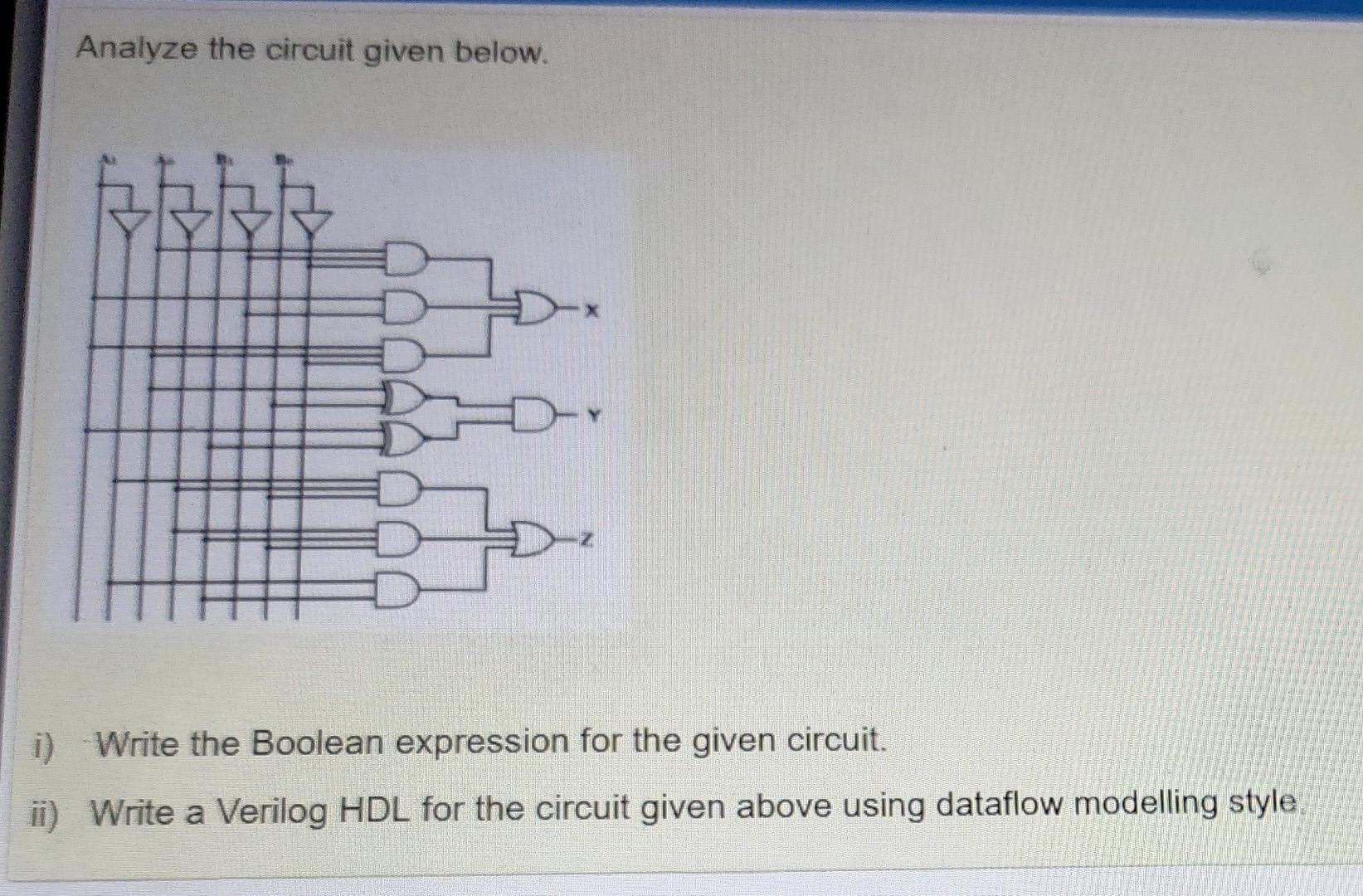 Solved Analyze the circuit given below. i) Write the Boolean | Chegg.com