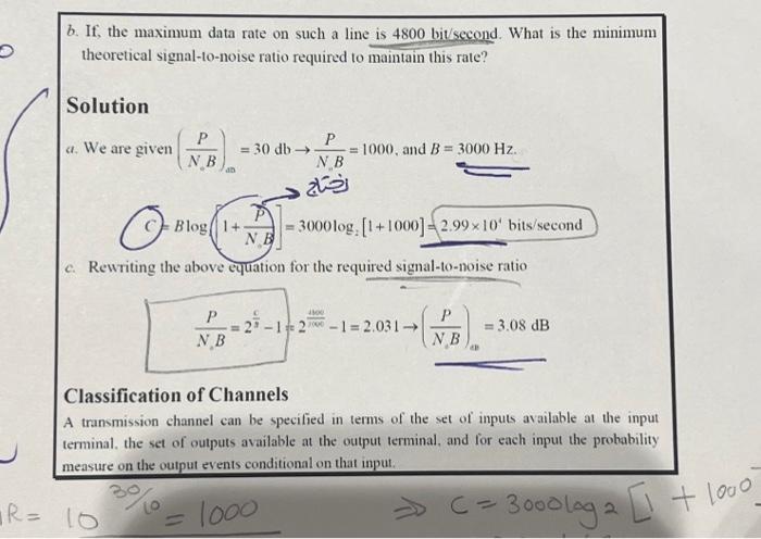 Solved Example A standard voice-grade telephone line has a | Chegg.com