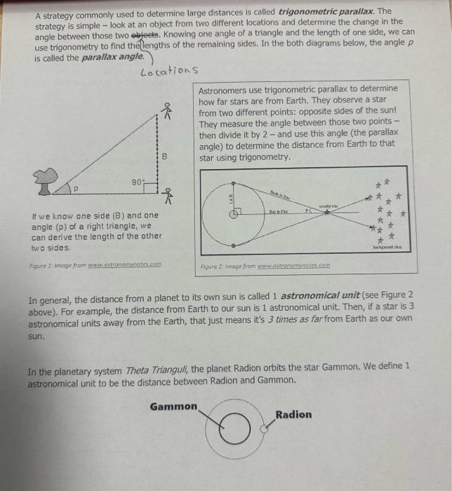 A strategy commonly used to determine large distances | Chegg.com