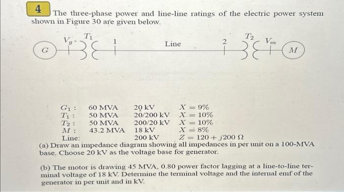 Solved 4 The three-phase power and line-line ratings of the | Chegg.com