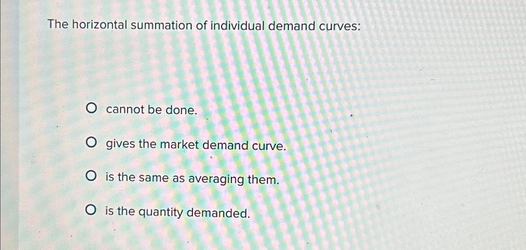 Solved The horizontal summation of individual demand | Chegg.com
