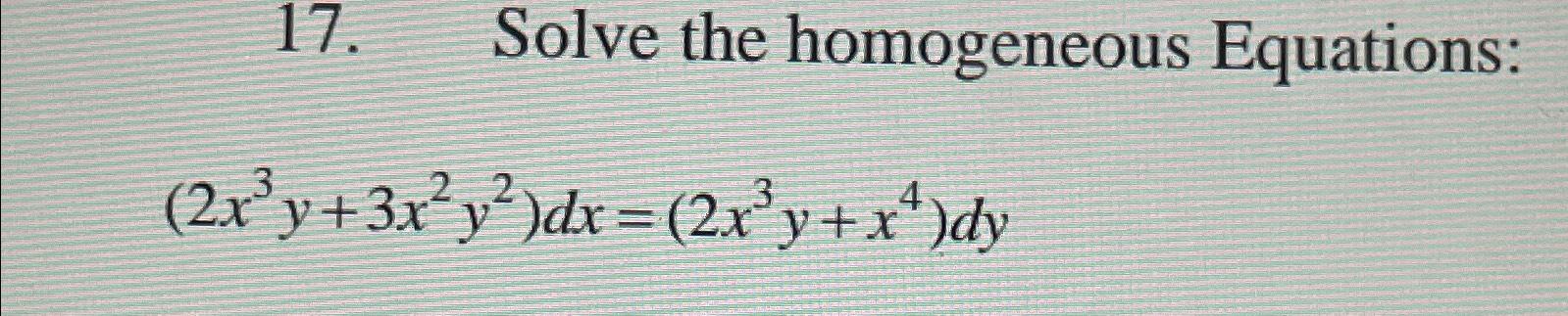 Solved Solve the homogeneous | Chegg.com