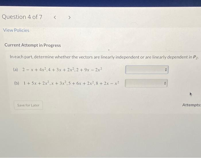 Solved In each part, determine whether the vectors are | Chegg.com