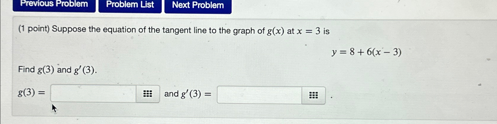 Solved Previous Problem(1 ﻿point) ﻿Suppose the equation of | Chegg.com