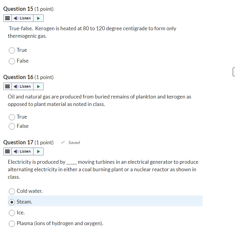 Solved Question 15 (1 ﻿point)True-false. Kerogen is heated | Chegg.com