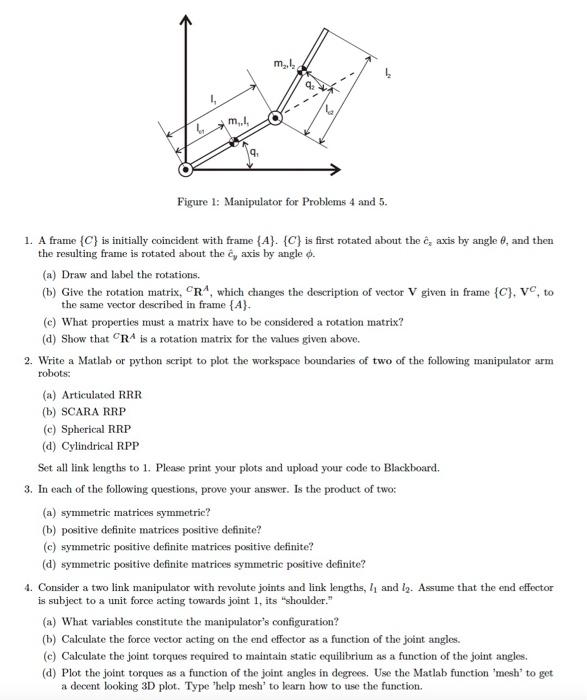 Figure 1: Manipulator for Problems 4 and 5. 1. A | Chegg.com