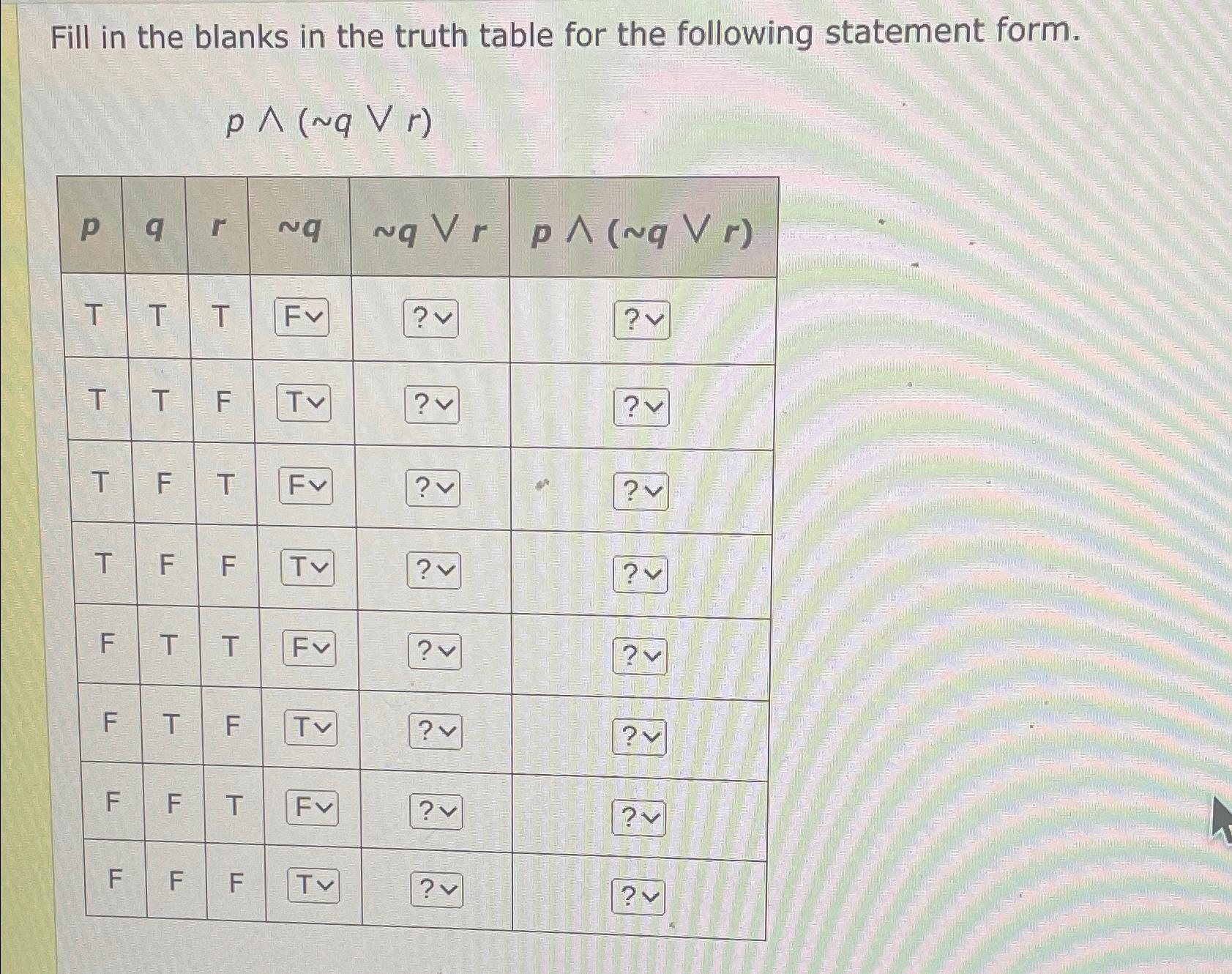Solved Fill in the blanks in the truth table for the | Chegg.com