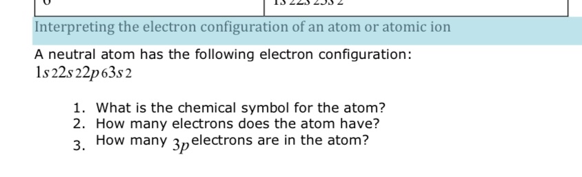 Solved Interpreting the electron configuration of an atom or | Chegg.com