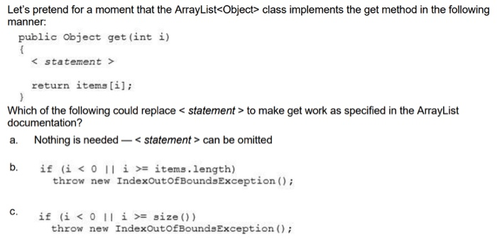 Solved Let's pretend for a moment that the ArrayList class | Chegg.com