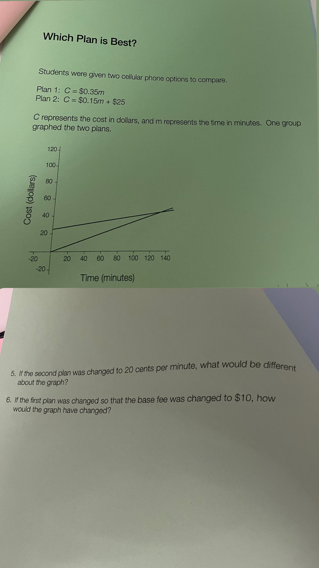 Solved Which Plan is Best?Students were given two cellular | Chegg.com