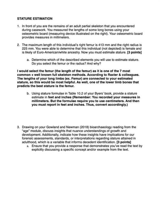 STATURE ESTIMATION 1. In front of you are the remains | Chegg.com