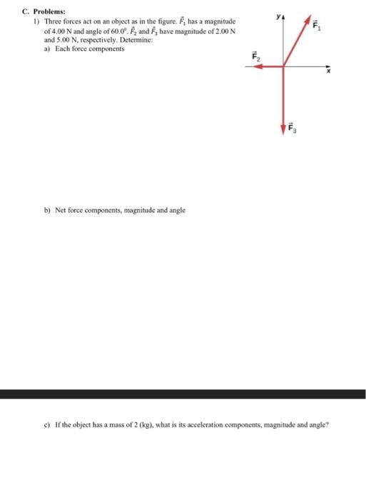 Solved C Problems 1 Three Forces Act On An Object As In