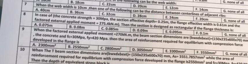 Solved \begin{tabular}{|l|l|l|l|l|l|} \hline C. 0.085 m & D. | Chegg.com