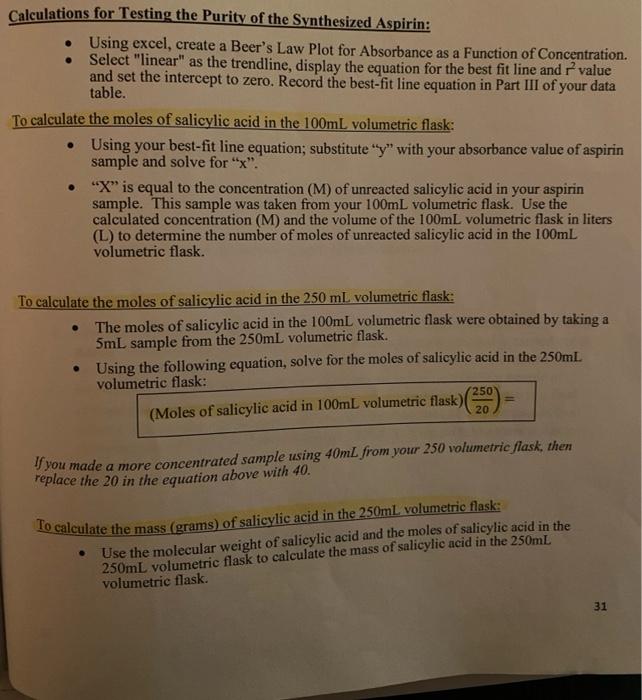 Solved DATA TABLE Name: Part 1 Synthesis of Aspirin Mass of | Chegg.com