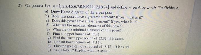 Solved 2) (28 points) Let A = | Chegg.com