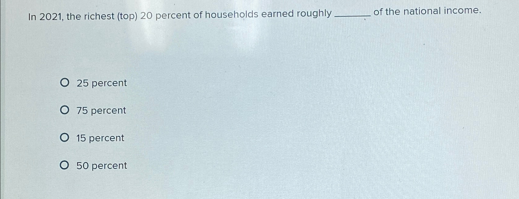 Solved In 2021, ﻿the richest (top) 20 ﻿percent of households | Chegg.com
