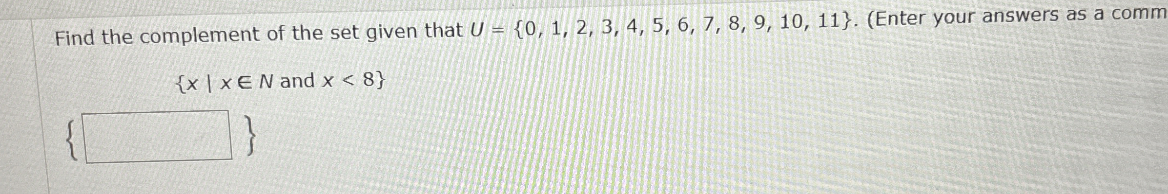 Solved Find the complement of the set given that | Chegg.com