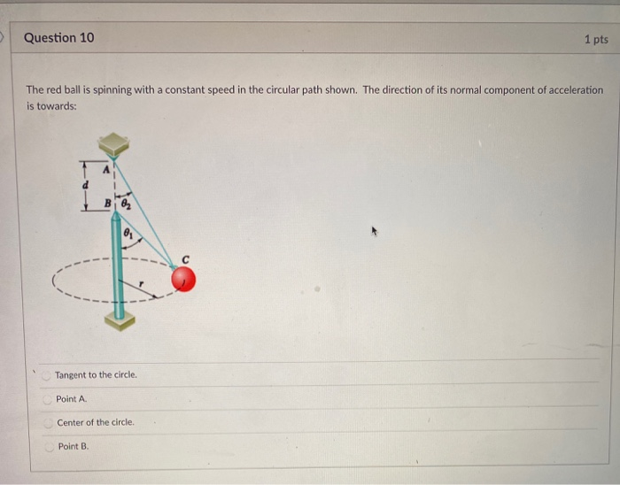 Solved > Question 10 1 pts The red ball is spinning with a | Chegg.com