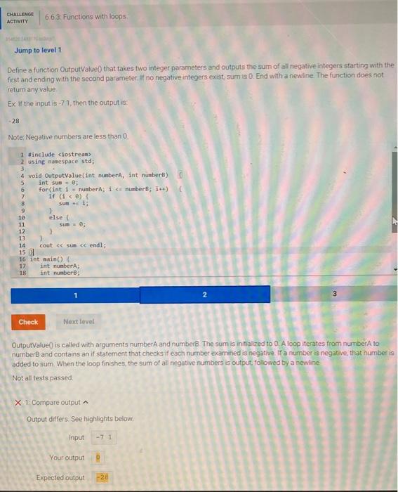 Solved CHALLENGE ACTIVITY 6.63: Functions with loops Jump to | Chegg.com