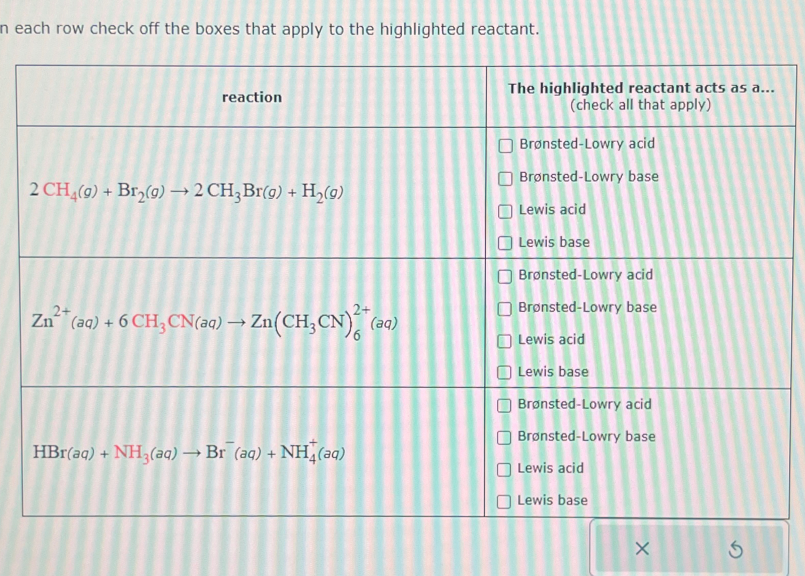 Solved n each row check off the boxes that apply to the | Chegg.com