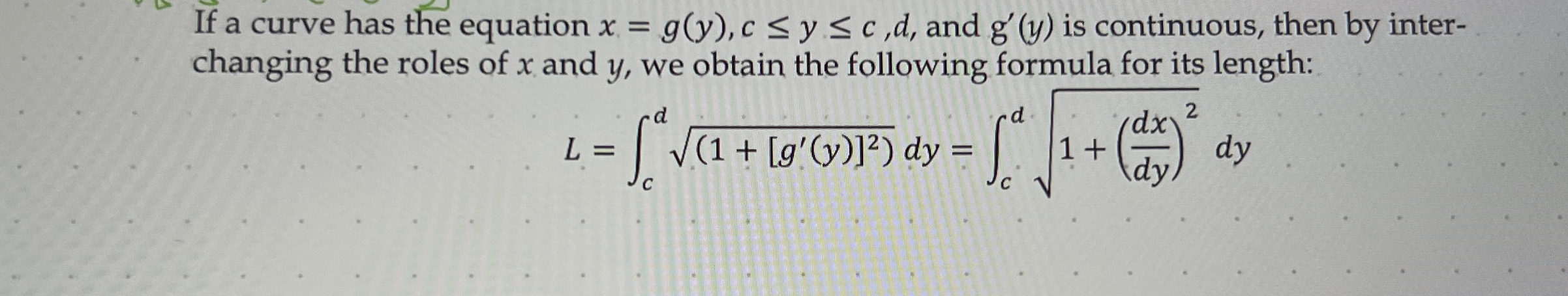 Solved If a curve has the equation x=g(y),c≤y≤c,d, ﻿and | Chegg.com