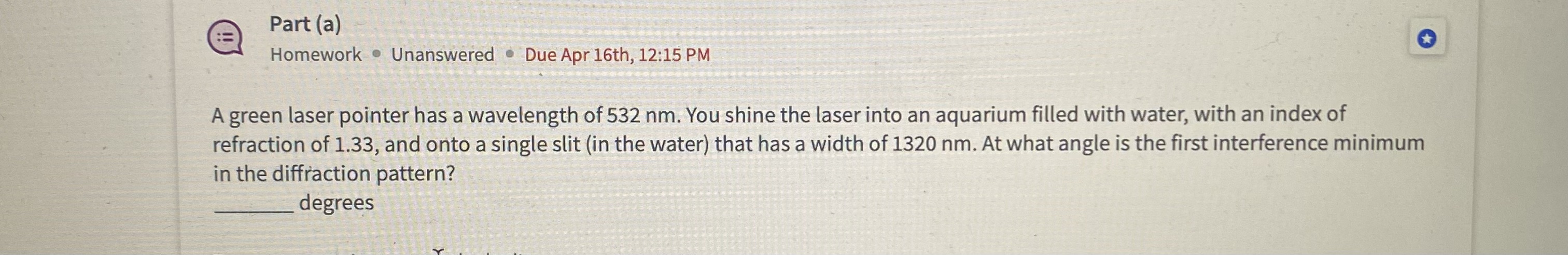 Solved Part (a)A green laser pointer has a wavelength of | Chegg.com