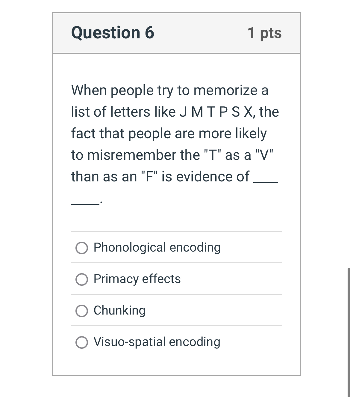 Solved Question 61 ﻿ptsWhen people try to memorize a list of | Chegg.com