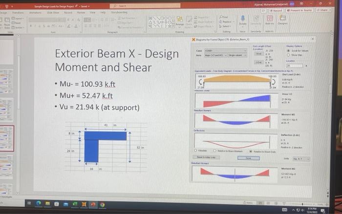 Solved Exterior Beam X - Design Moment and Shear - | Chegg.com