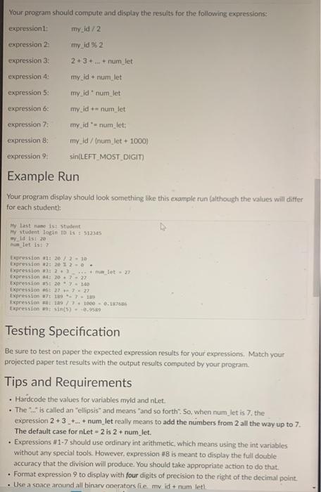 Solved Lab Assignment Objectives 1. Work with expressions, | Chegg.com