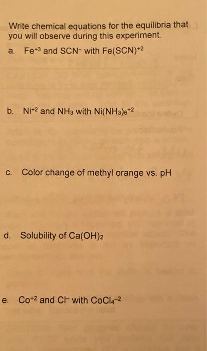 Solved b. Ni+2 and NH3 with Ni(NH3)6+2 c. Color change of | Chegg.com