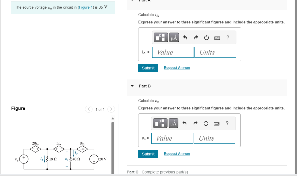 Solved The source voltage vg ﻿in the circuit in (Figure 1) | Chegg.com