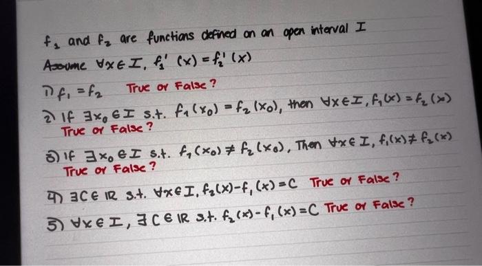 Solved f1 and f2 are functions defined on an open interval I | Chegg.com