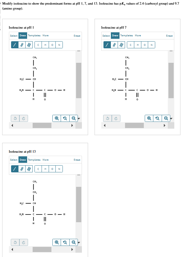 Solved Modify isoleucine to ﻿show the predominant forms | Chegg.com