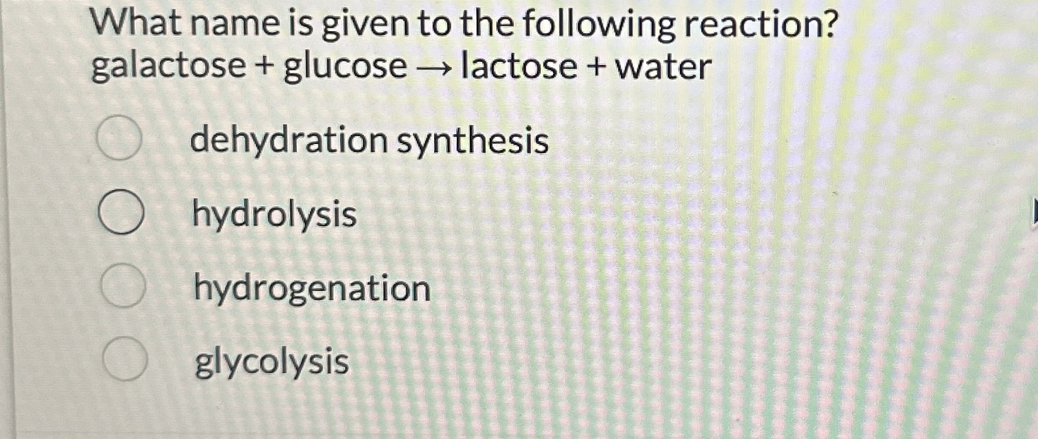 Solved What name is given to the following reaction? | Chegg.com