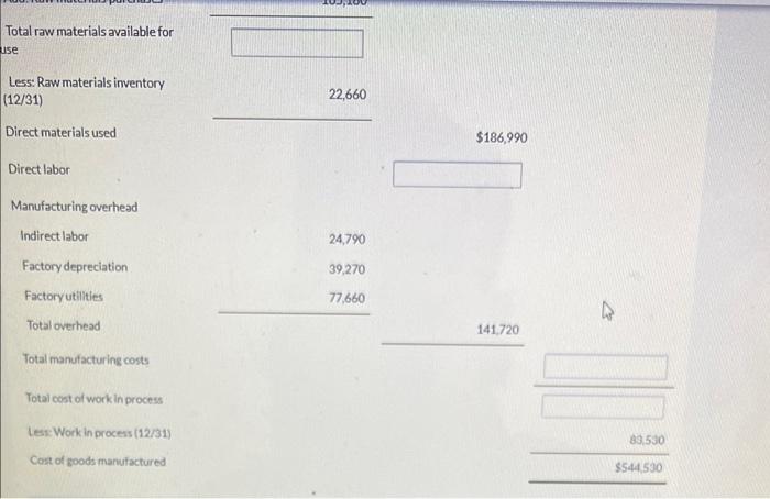 Solved Total raw materials available for Less: Raw | Chegg.com