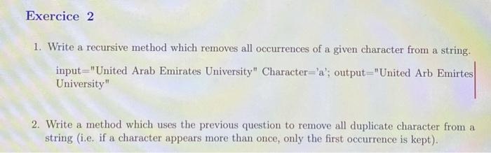 Solved 1. Write a recursive method which removes all | Chegg.com