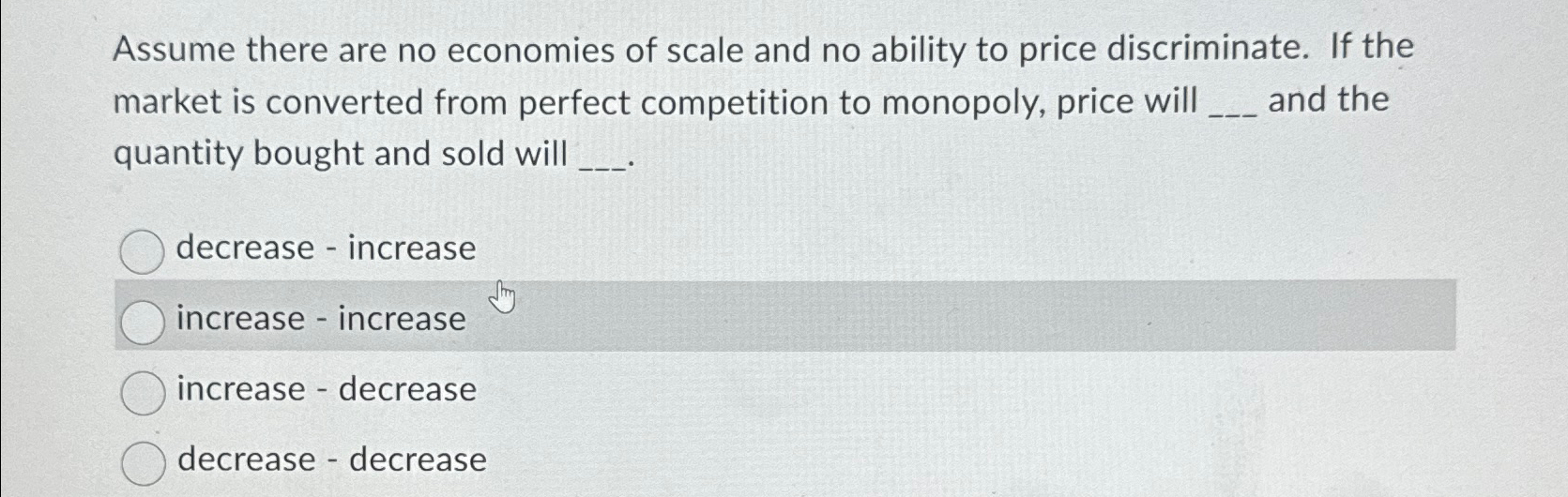 Solved Assume there are no economies of scale and no ability | Chegg.com