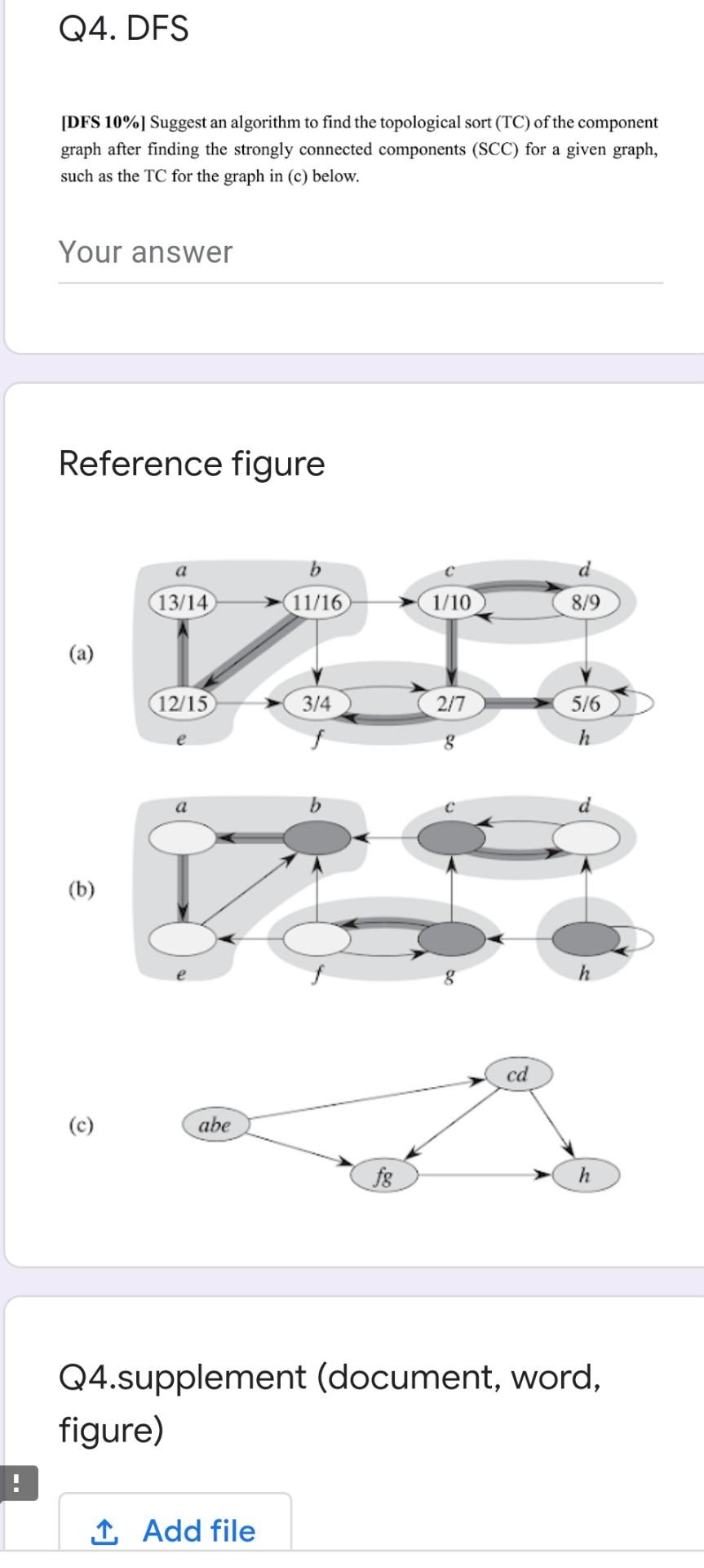 Solved Q4. DFS [DFS 10%] Suggest an algorithm to find the | Chegg.com