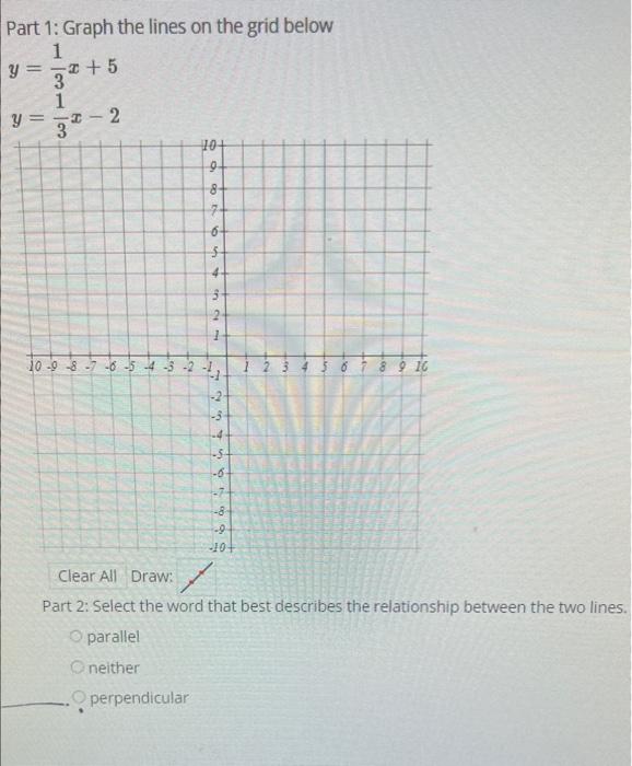 Solved Part 1: Graph the lines on the grid below | Chegg.com
