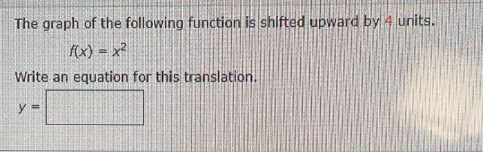 Solved The graph of the following function is shifted upward | Chegg.com